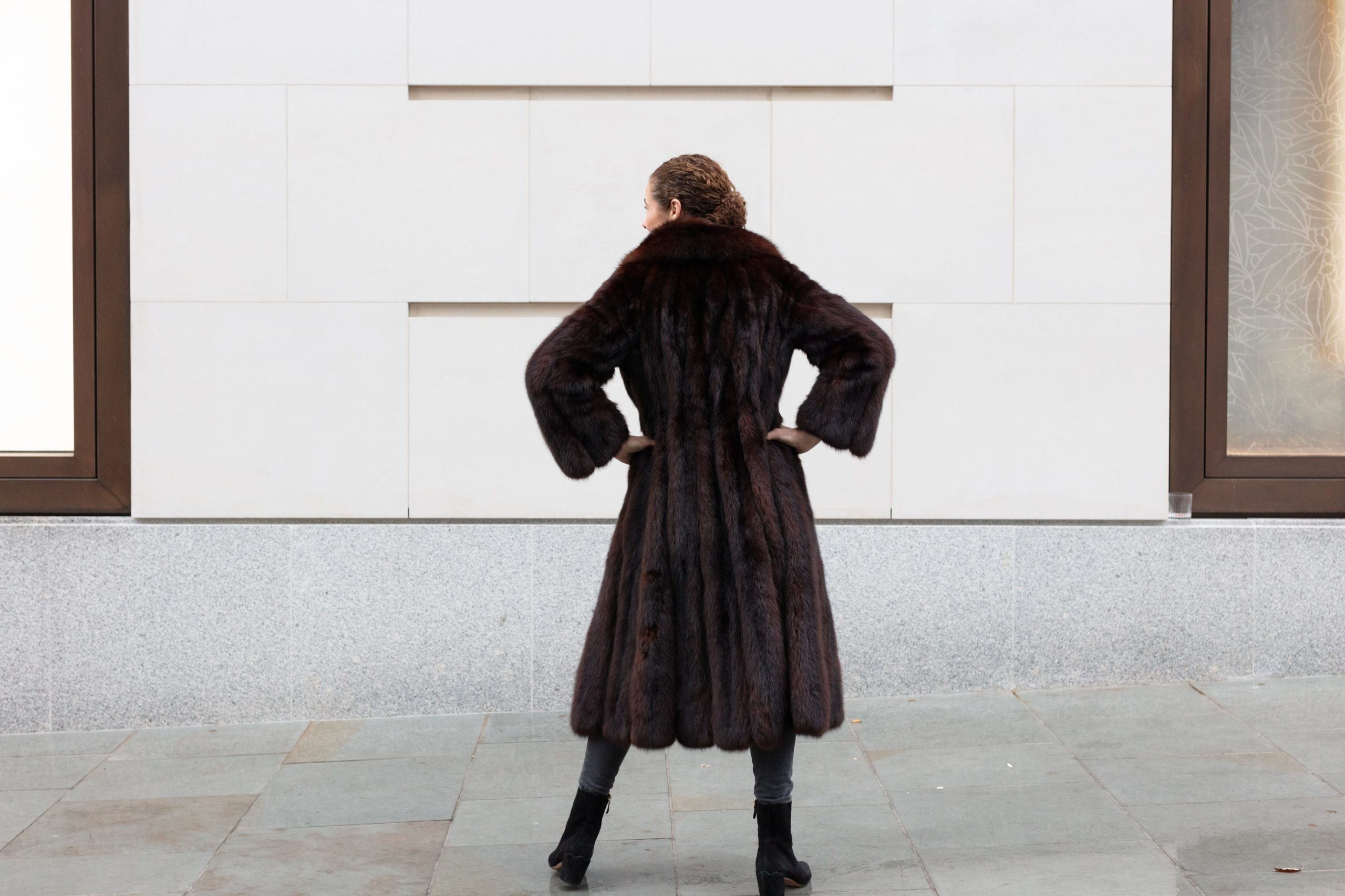 Saskia Auburn Brown Vintage Sable Coat - Philippa London