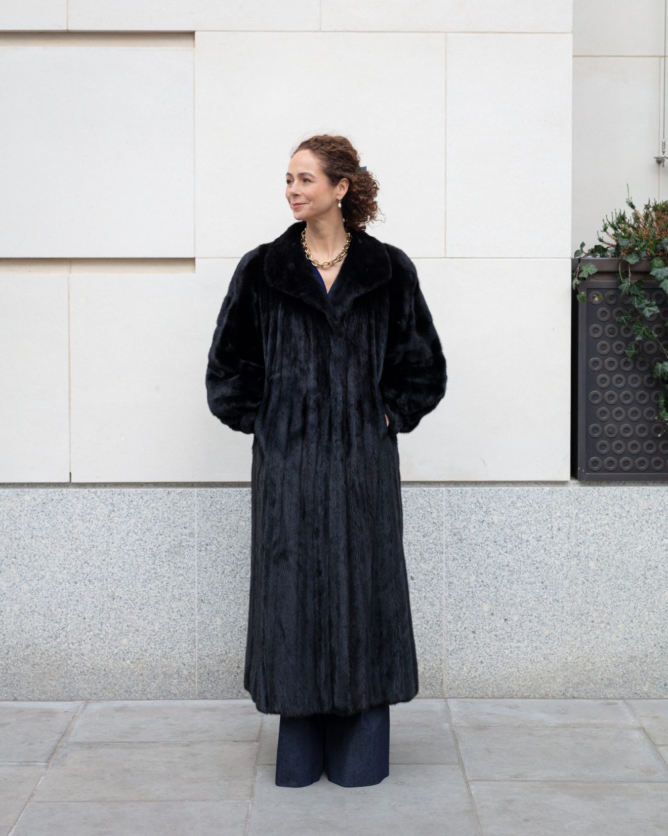 Caroline Vintage Black Long Mink Coat - Philippa London