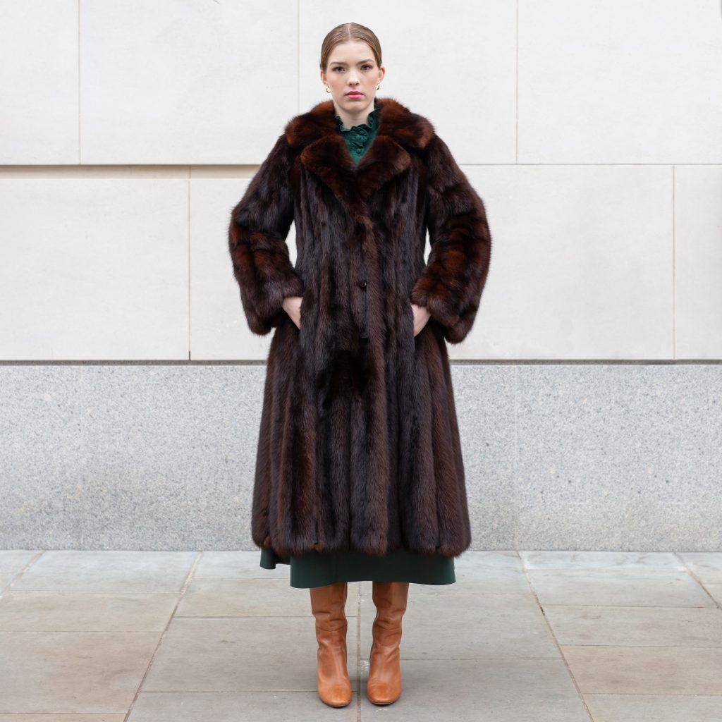 Saskia Auburn Brown Vintage Sable Coat - Philippa London